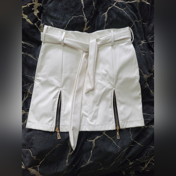 Skirts | Off White Pleather Mini Skirt | Poshmark